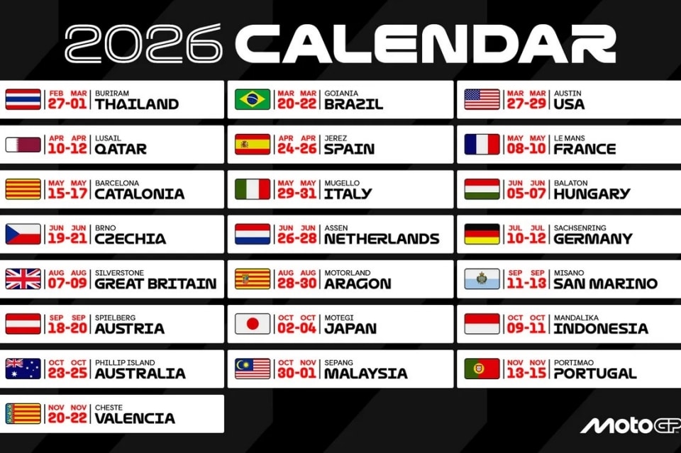 Presentato il calendario 2026 della MotoGP | Dueruote